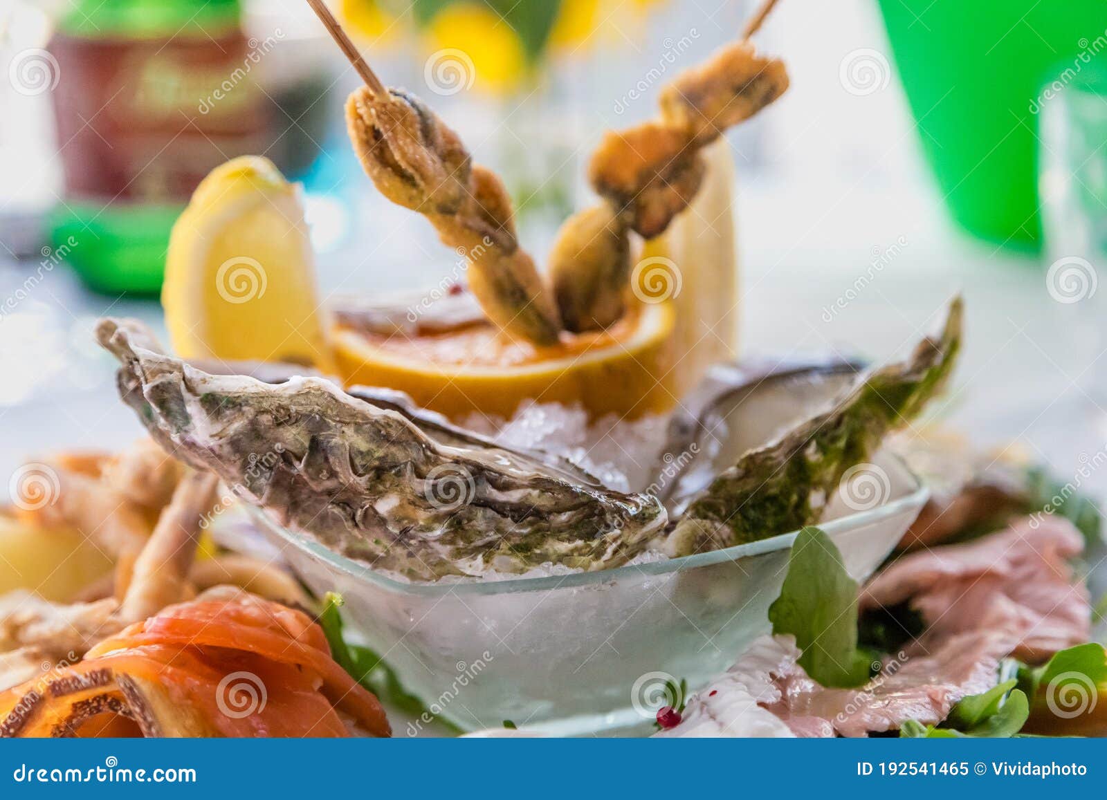 Cold fish appetizers stock image. Image of fish, oysters - 192541465
