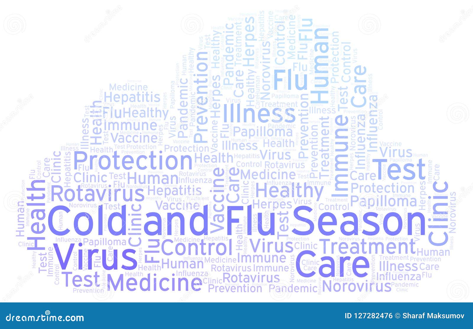 Cold and Flu Season Word Cloud, Made with Text only. Stock Illustration ...