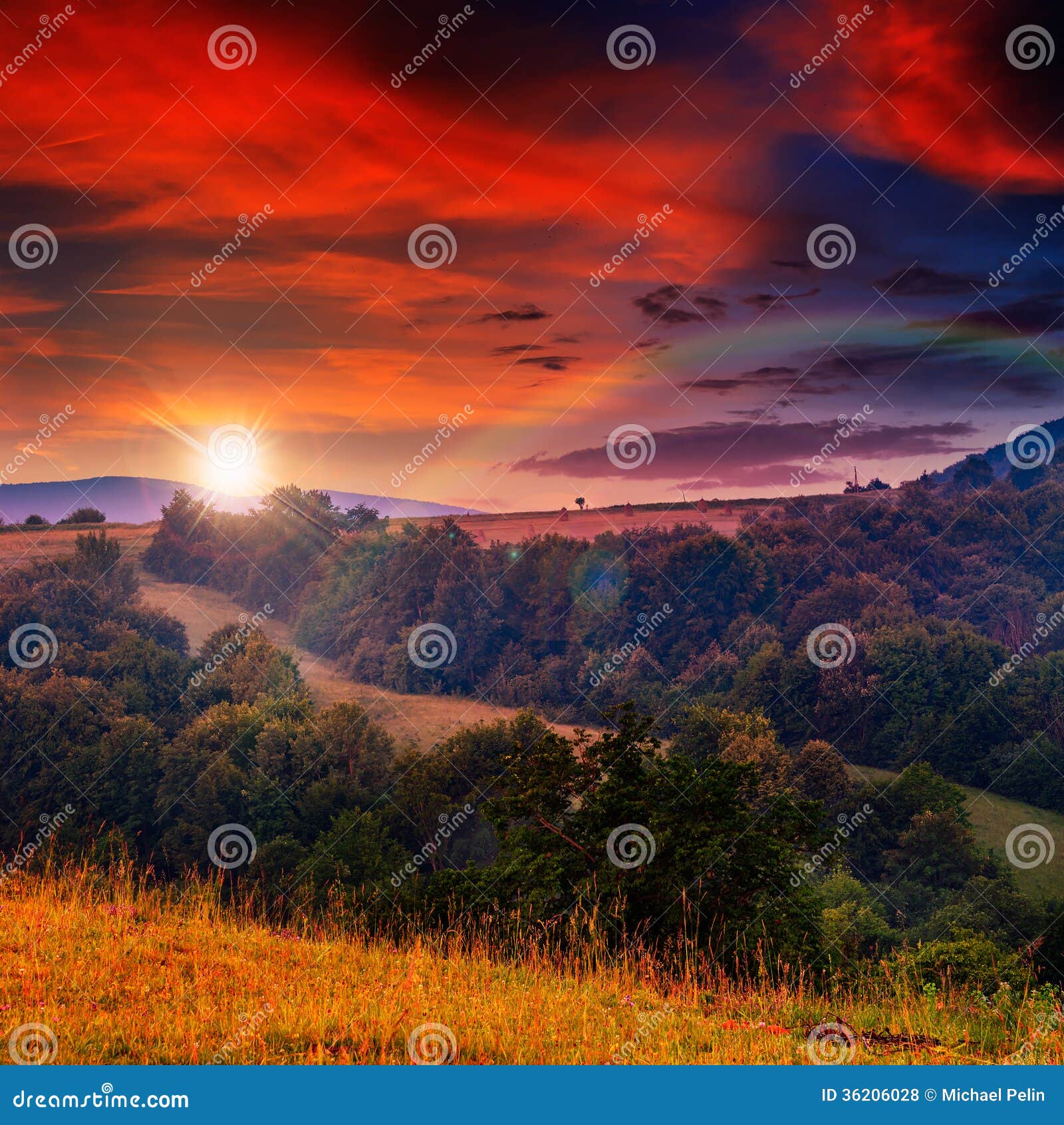 Cold Fog on Hot Sunset in Mountains Stock Photo - Image of cloud, mist ...