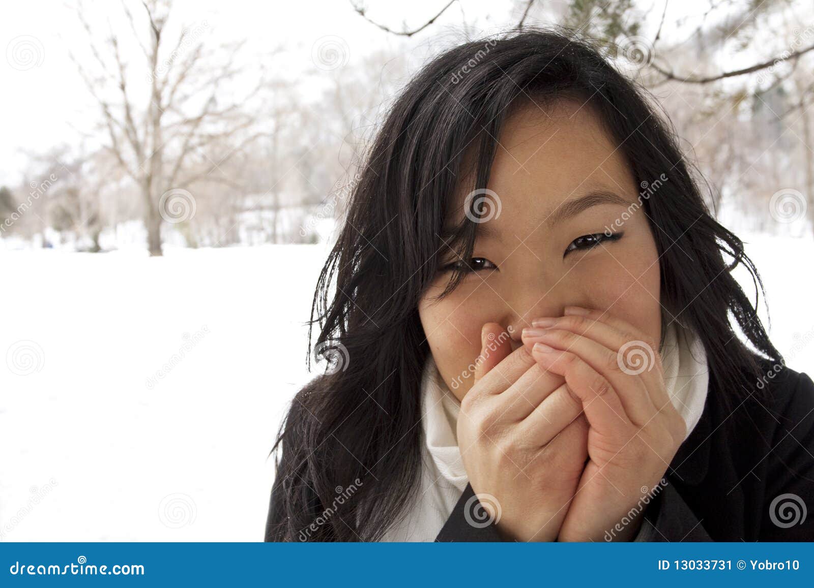 Cold and Freezing Asian Female Stock Image - Image of looking, human ...