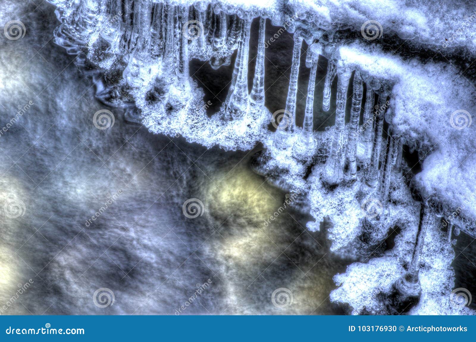 Cold Frozen Mountain River Stream in the Cold Winter Forest in the Deep ...