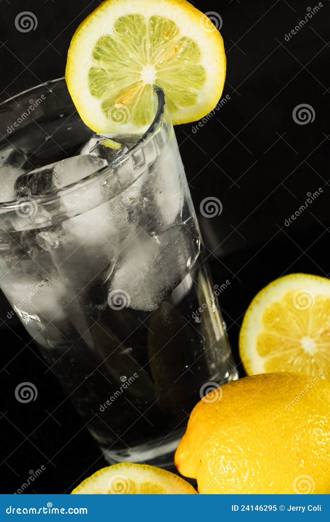 Cold Glass of Ice Water with Lemon. Stock Image - Image of beverage ...