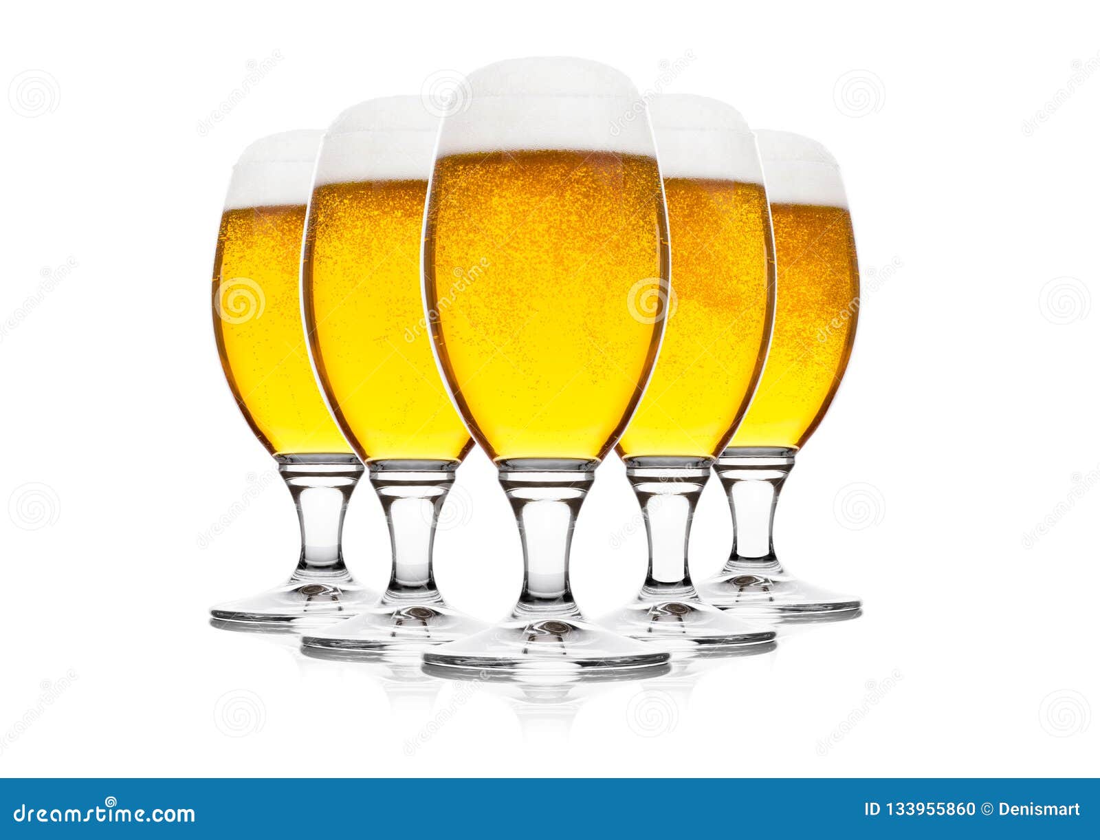 Cold Glasses of Lager Beer with Foam and Dew Stock Photo - Image of ...