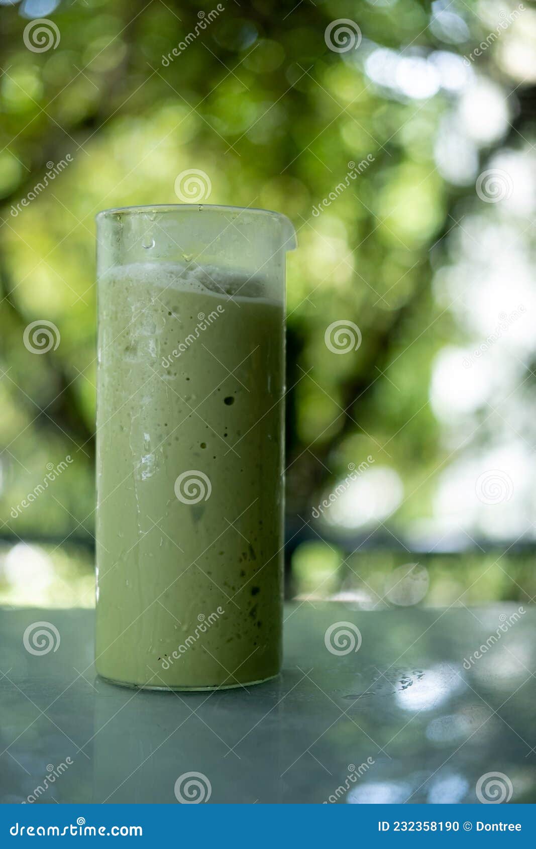 Cold Green Tea Milkshake in Glass Stock Photo - Image of matcha ...