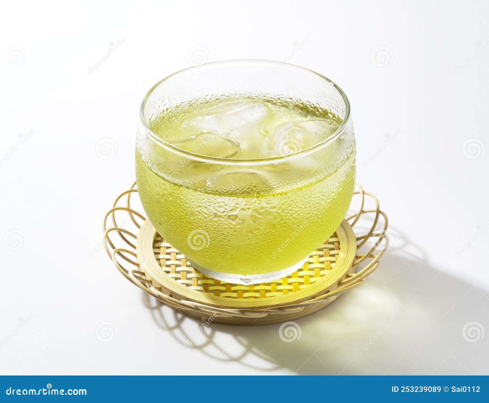 Cold Green Tea Placed on a White Background Stock Image - Image of ...