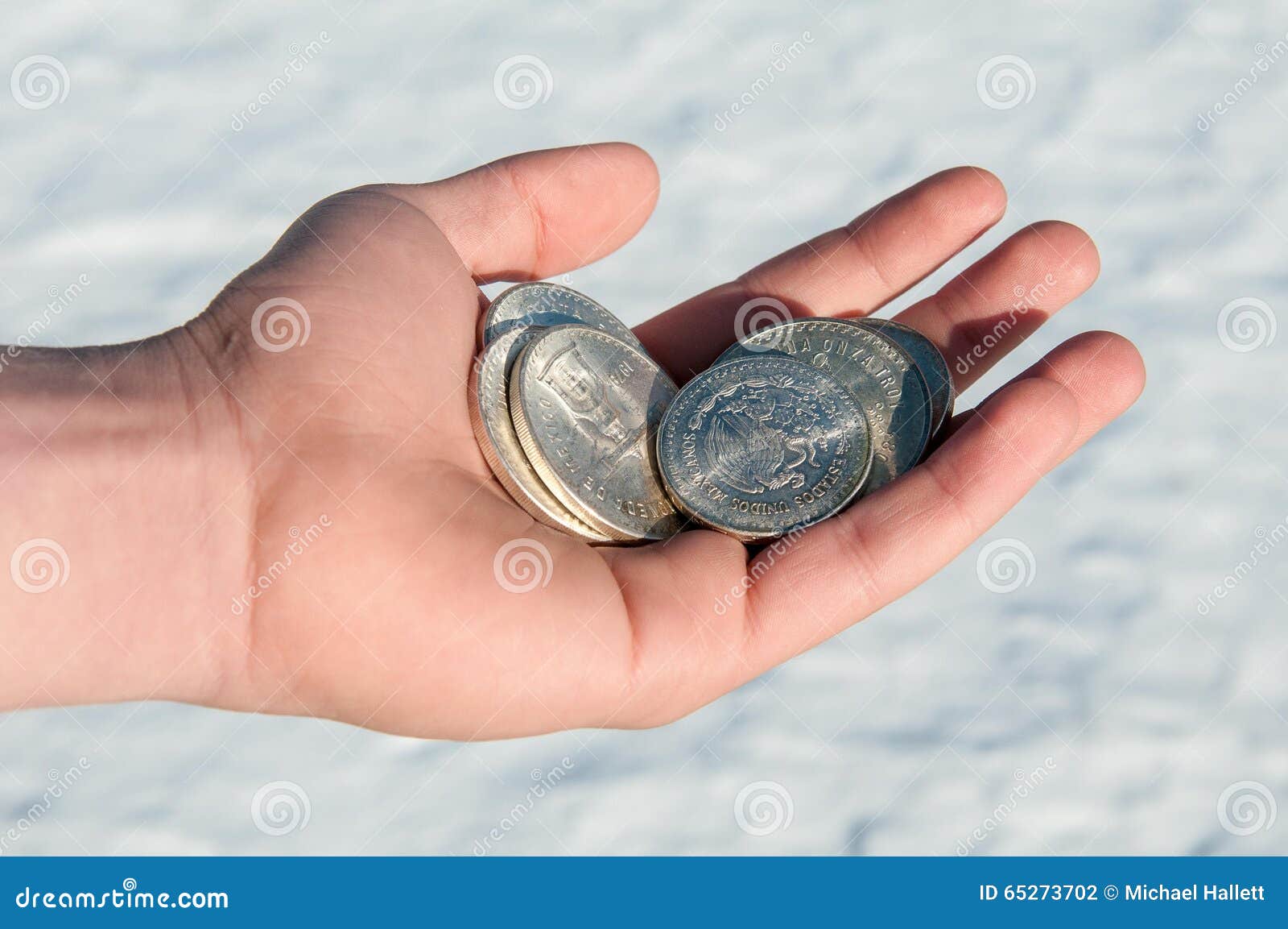 Cold Hard Cash - Silver Coins in Hand Stock Photo - Image of cash, hard ...