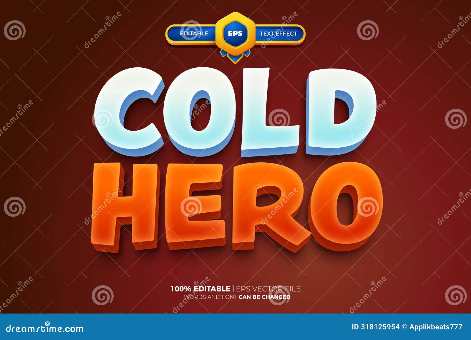 Cold Hero Cartoon Game Editable Text Effect Style Stock Vector ...