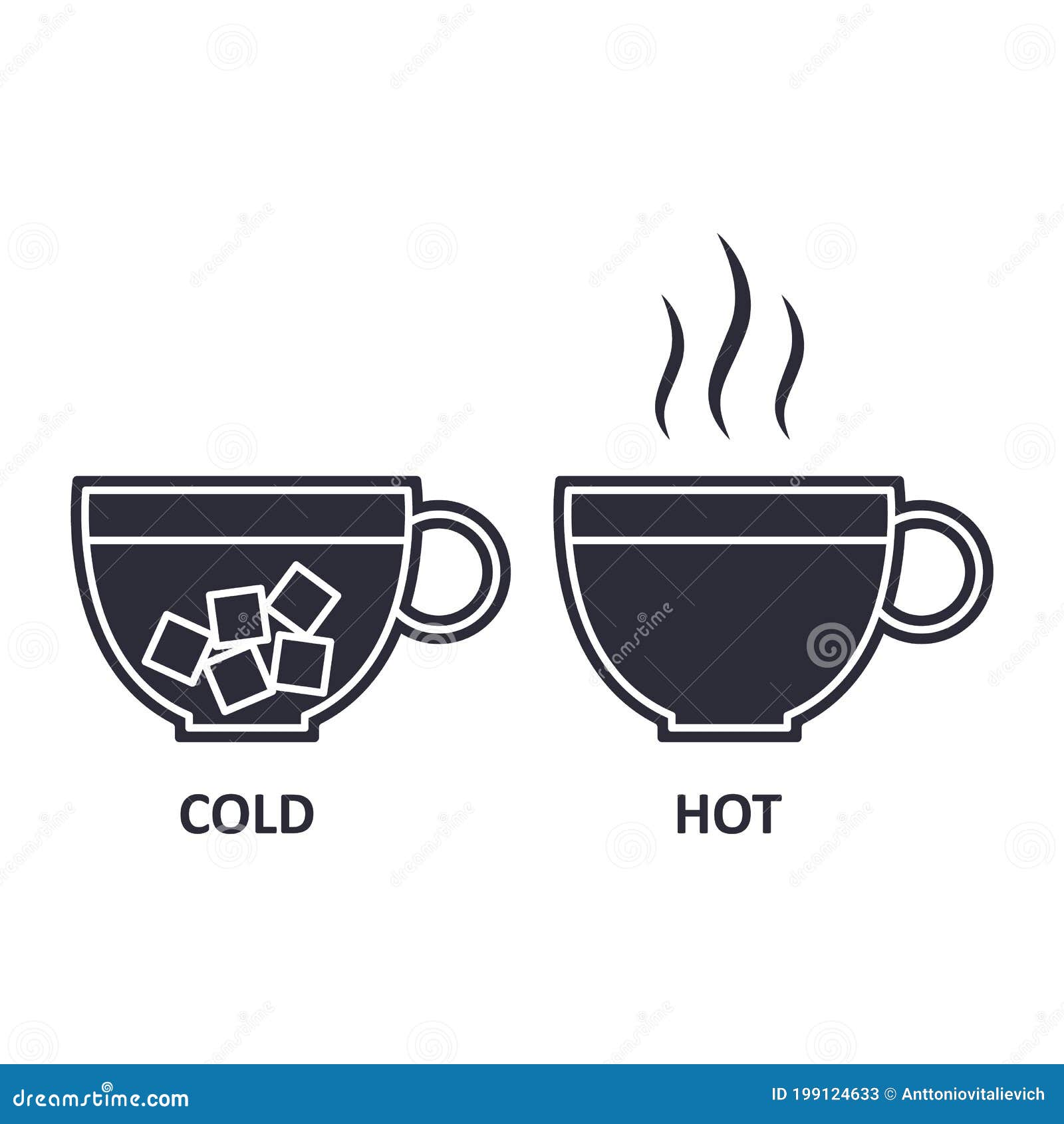 Cold and Hot Cup Icon. Steam and Ice. Icy and Warm Beverage. Vector ...