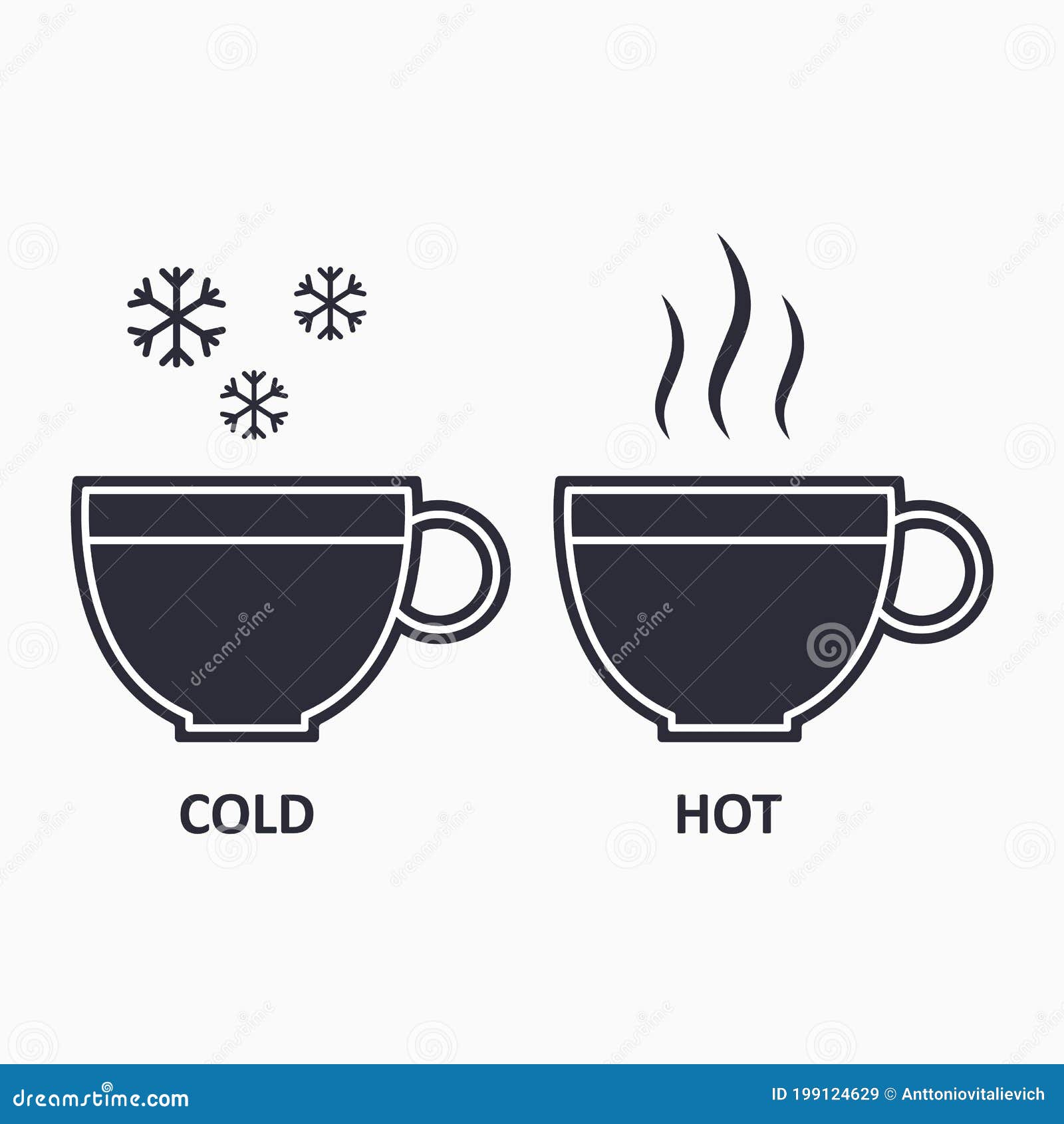 Cold and Hot Cup Icon. Steam and Snowflake Icon. Icy and Warm Beverage ...