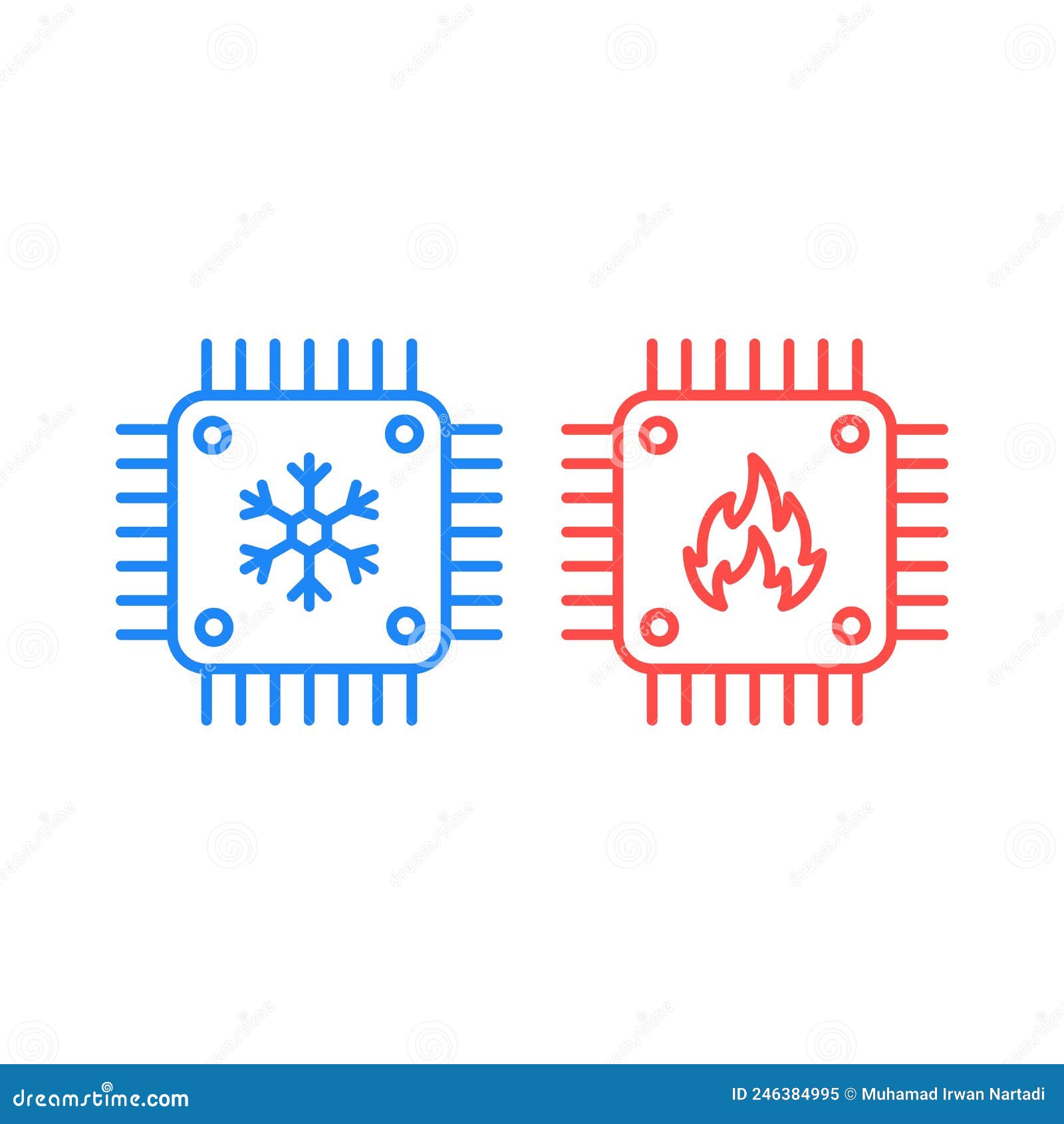 Cold and Hot Processor Chip, Circuit. Vector Icon Template Stock ...