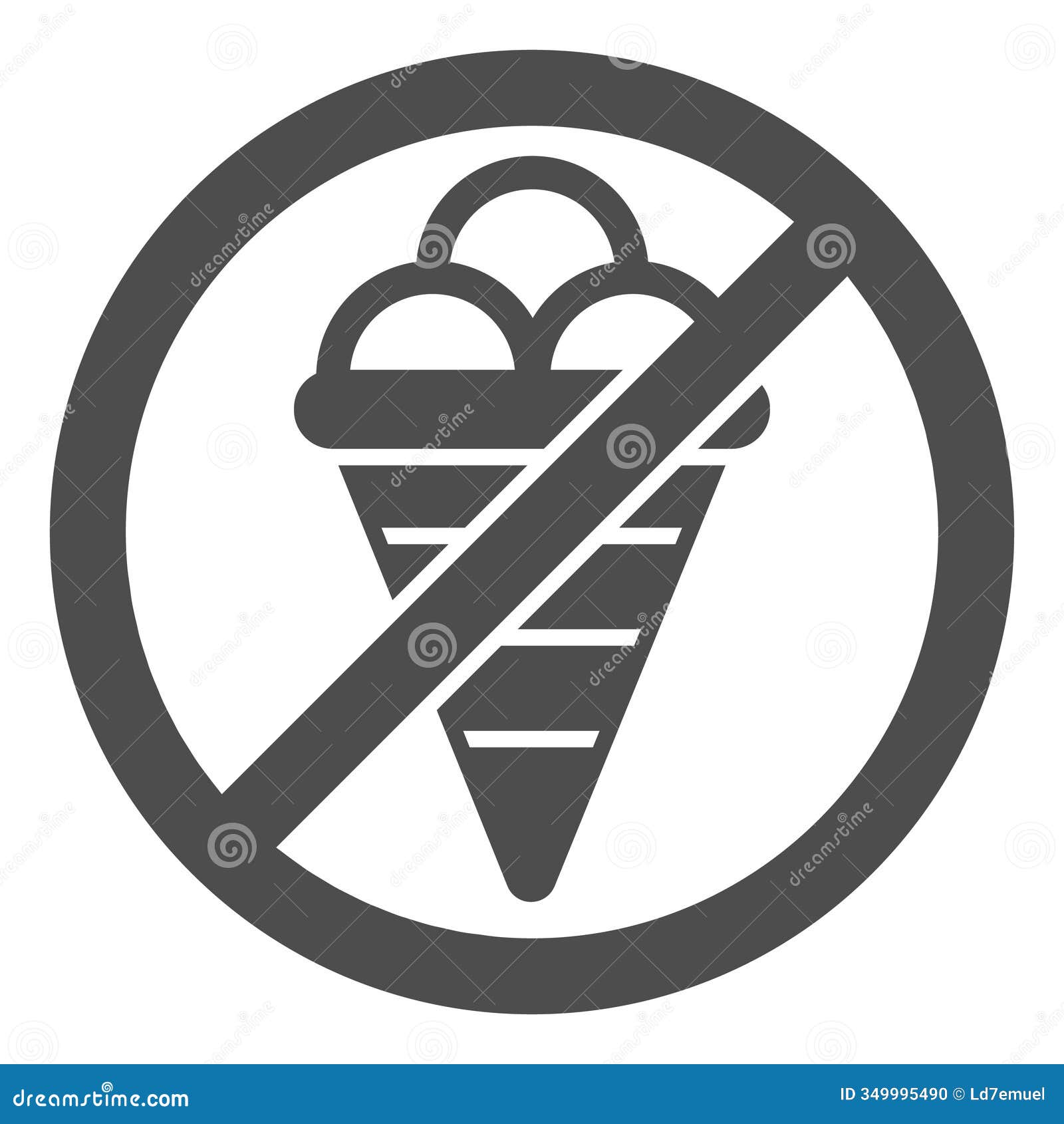 Cold Icecream Food Ban Solid Icon, Prohibited Elements Concept. Vector ...