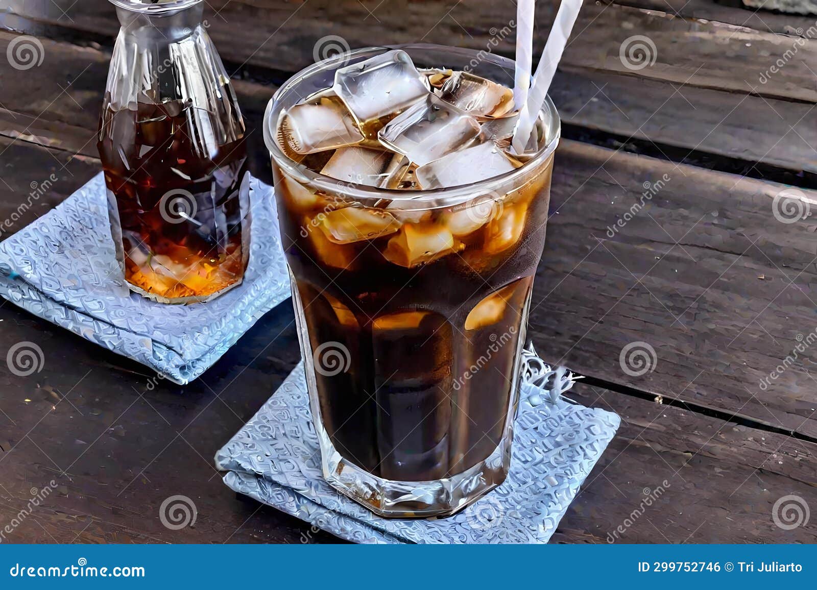 Cold Iced Coffee in a Cup with Ice Cubes Stock Illustration ...