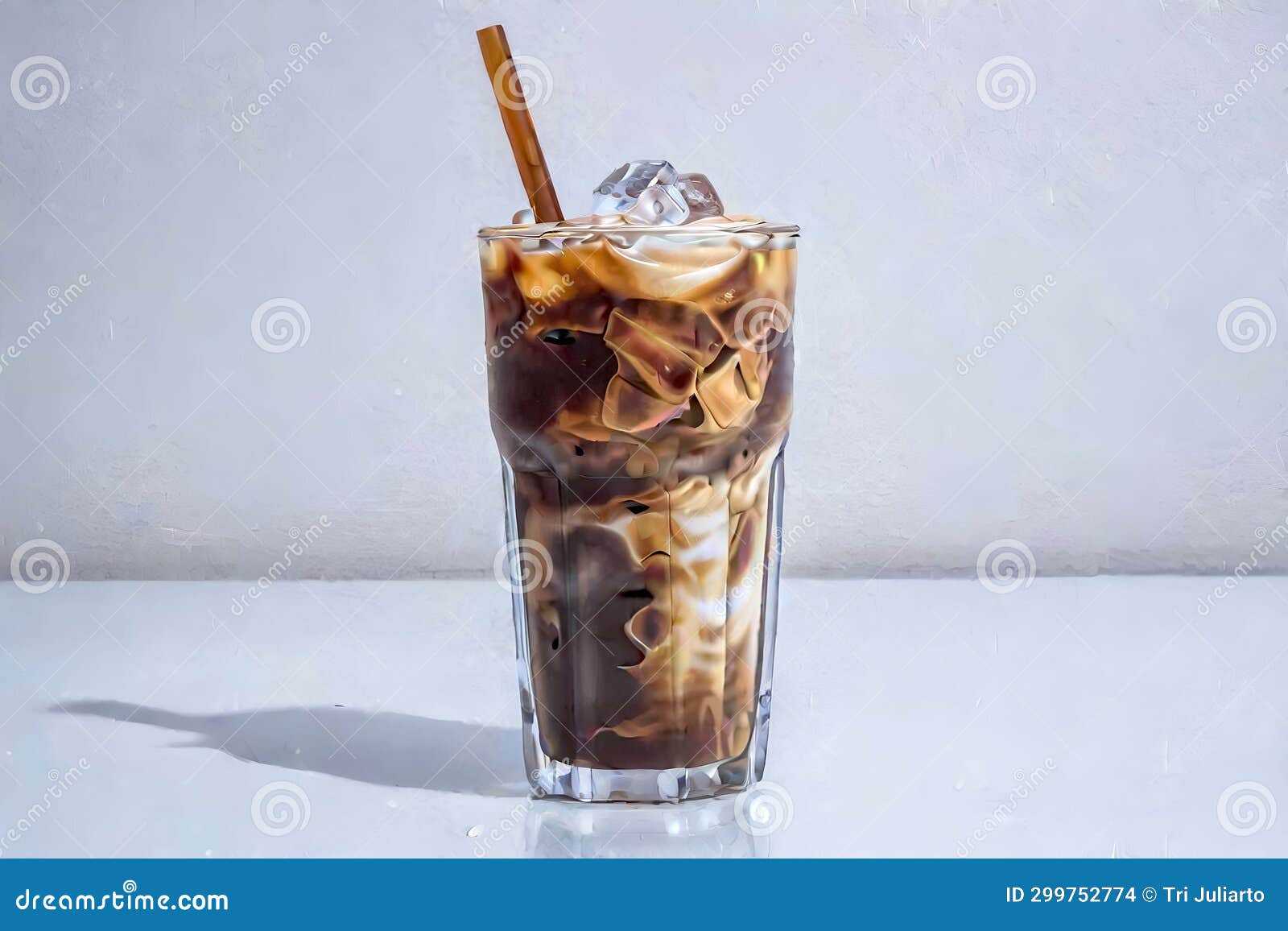 Cold Iced Coffee in a Cup with Ice Cubes Stock Illustration ...