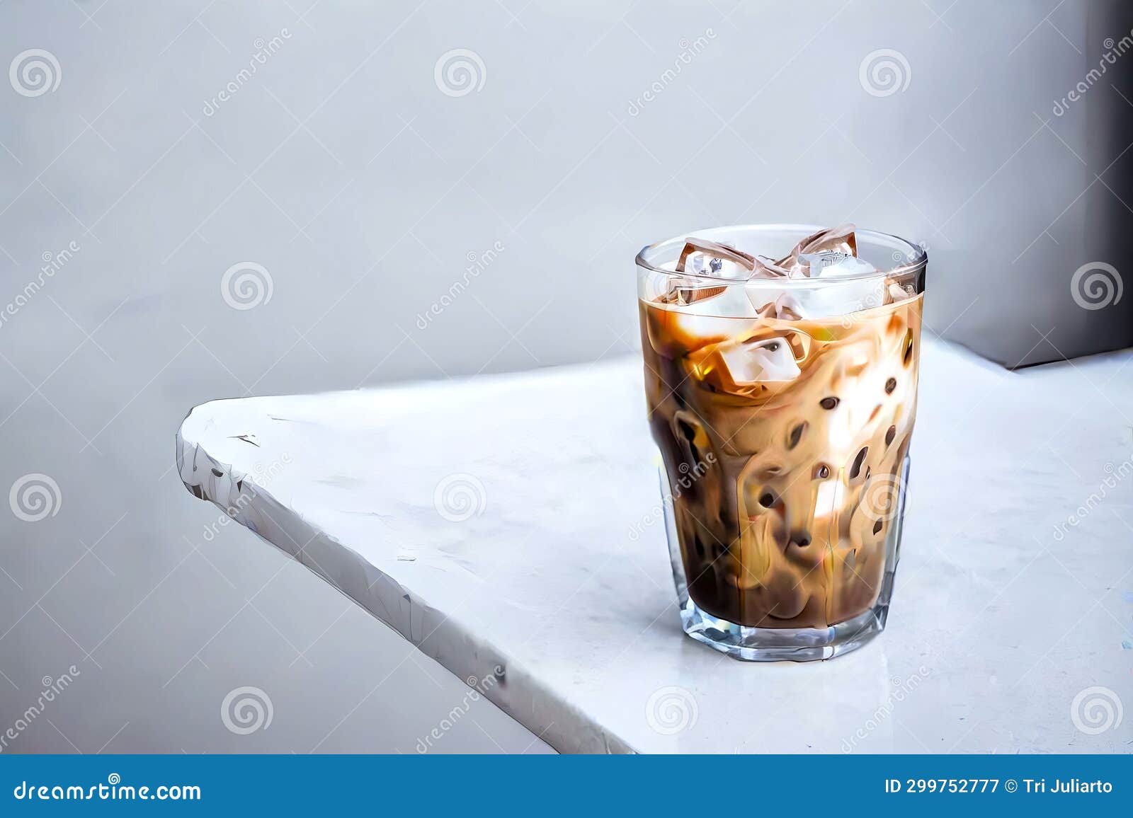 Cold Iced Coffee in a Cup with Ice Cubes Stock Illustration ...