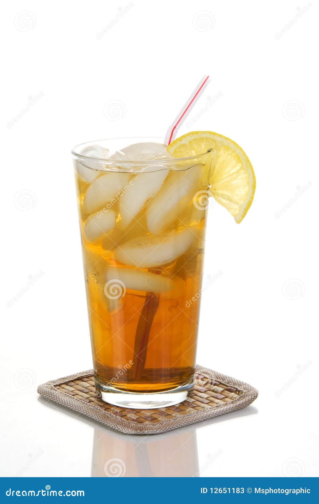 Cold Iced Tea stock image. Image of coaster, straw, slice - 12651183