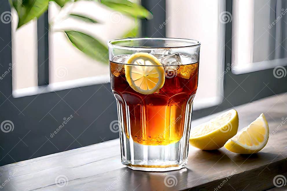 Cold Iced Tea in a Cup with Ice Cubes Stock Illustration - Illustration ...