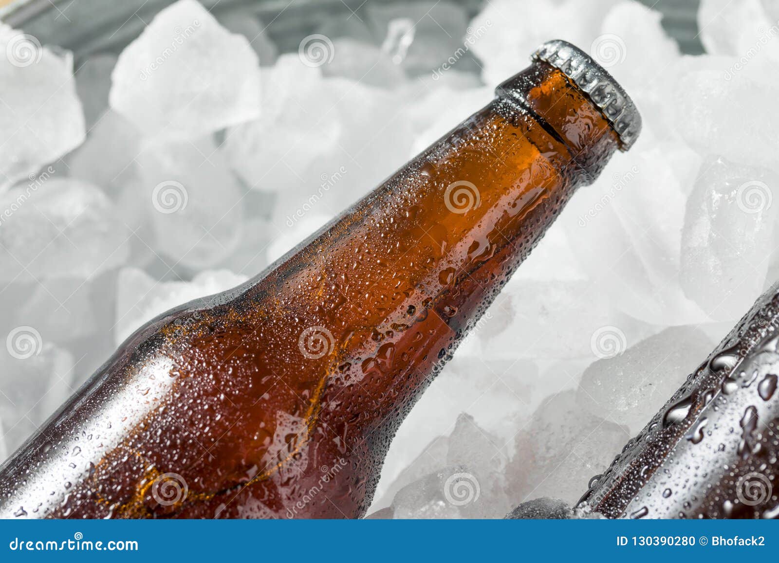 Cold Icy Beer Bottles stock photo. Image of cooler, cube - 130390280