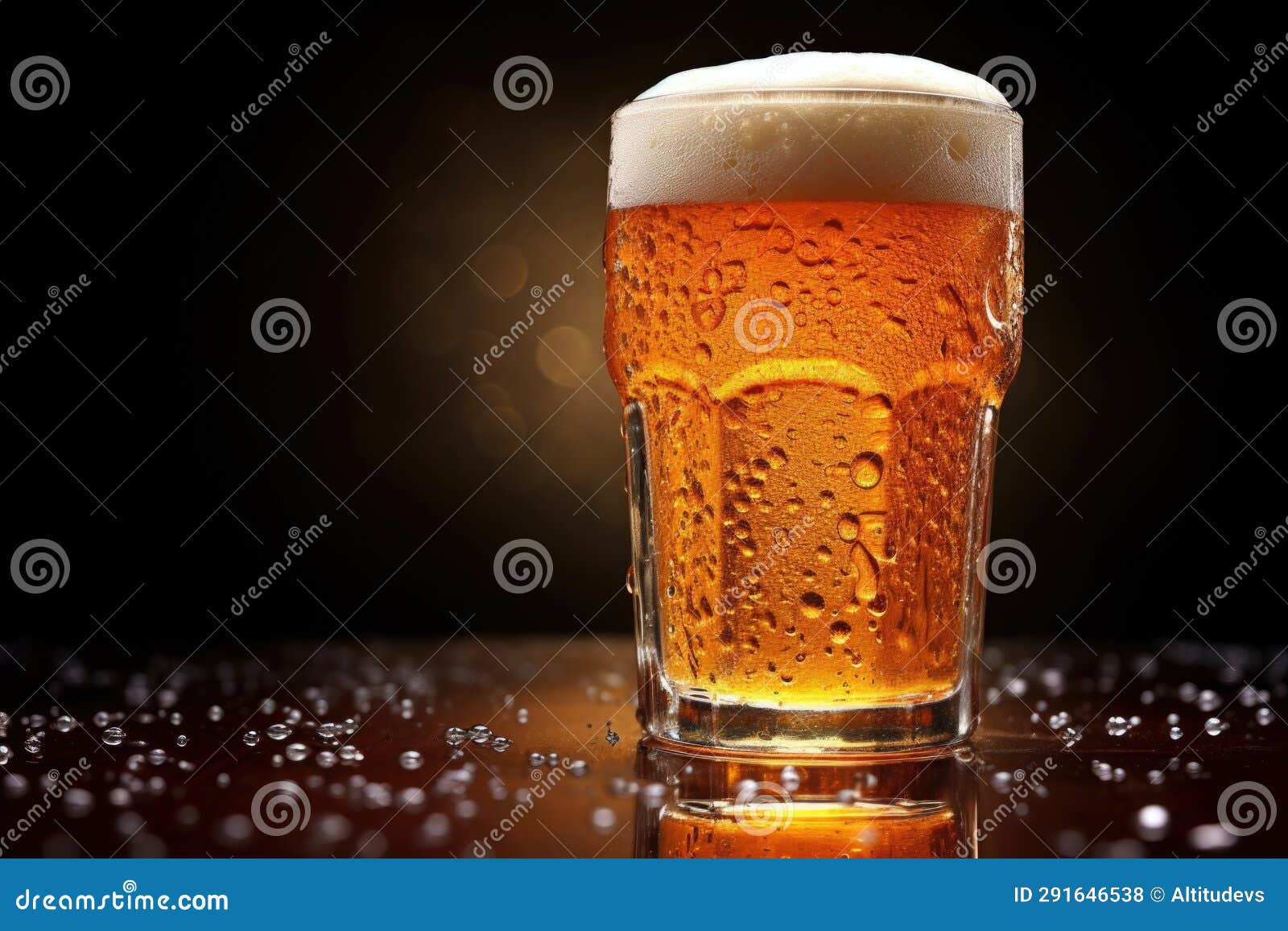A Cold Lager Beer Glass with Condensation Droplets Stock Photo - Image ...