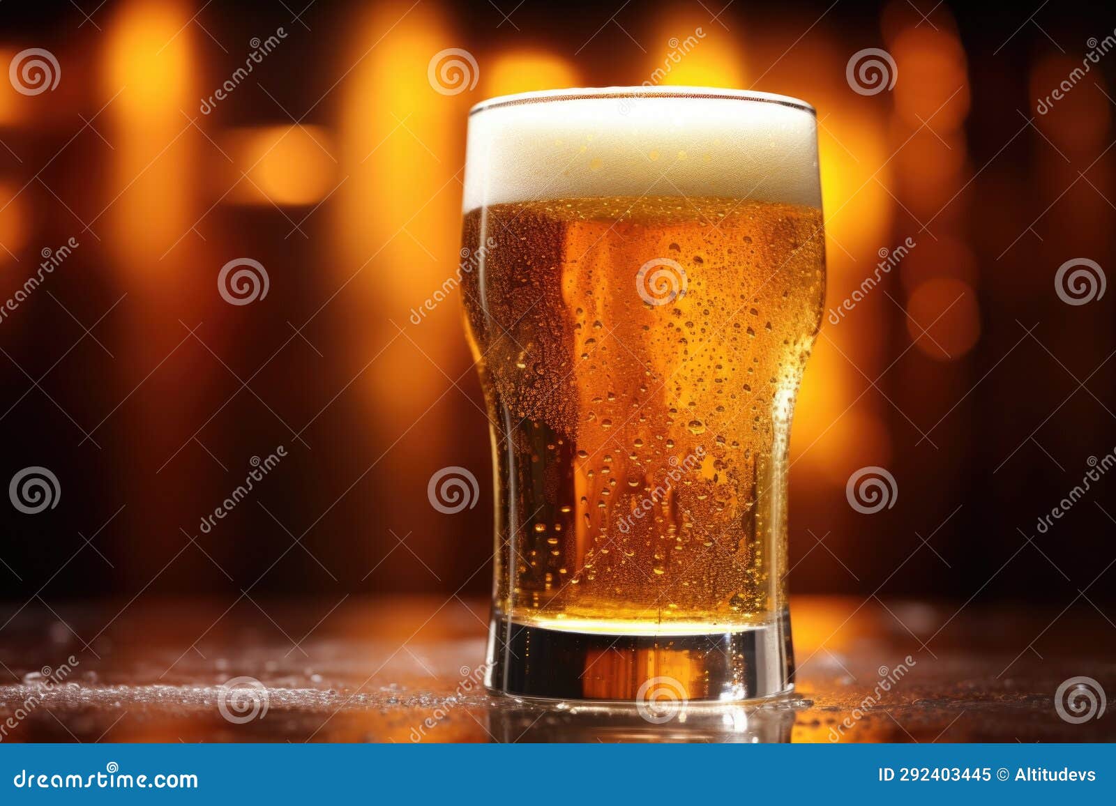 A Cold Lager Beer Glass with Condensation Droplets Stock Image - Image ...