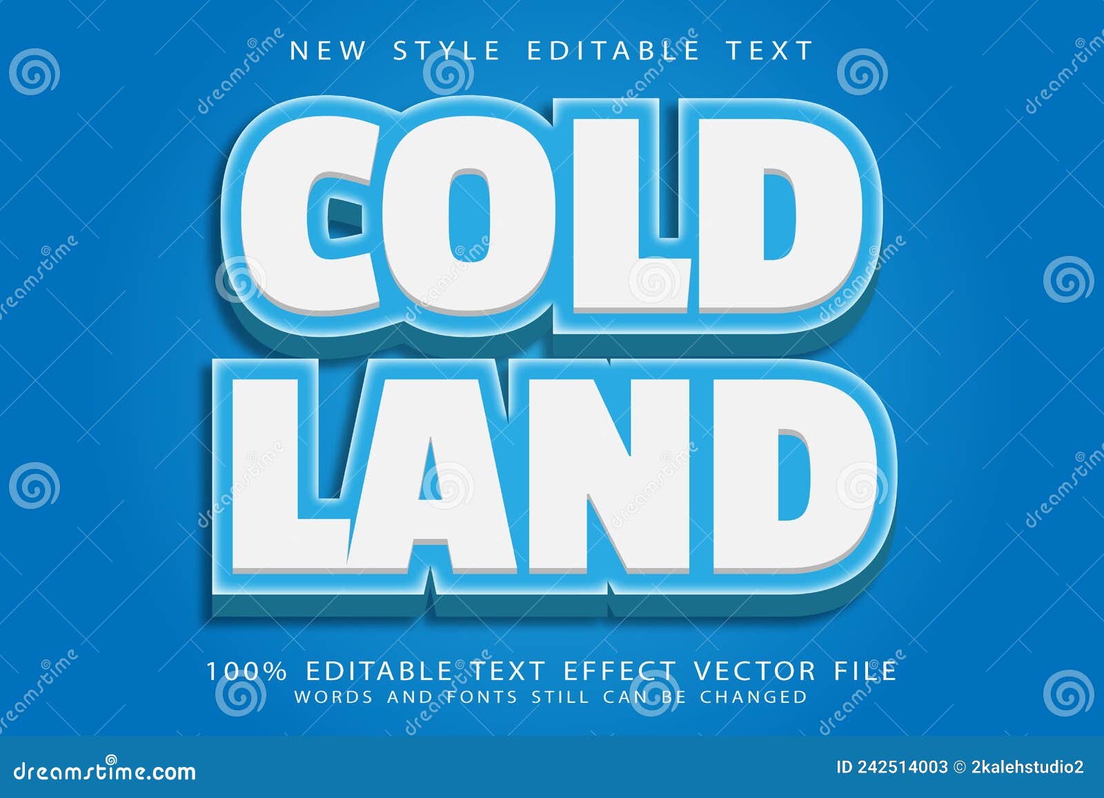Cold Land Editable Text Effect Emboss Modern Style Stock Vector ...