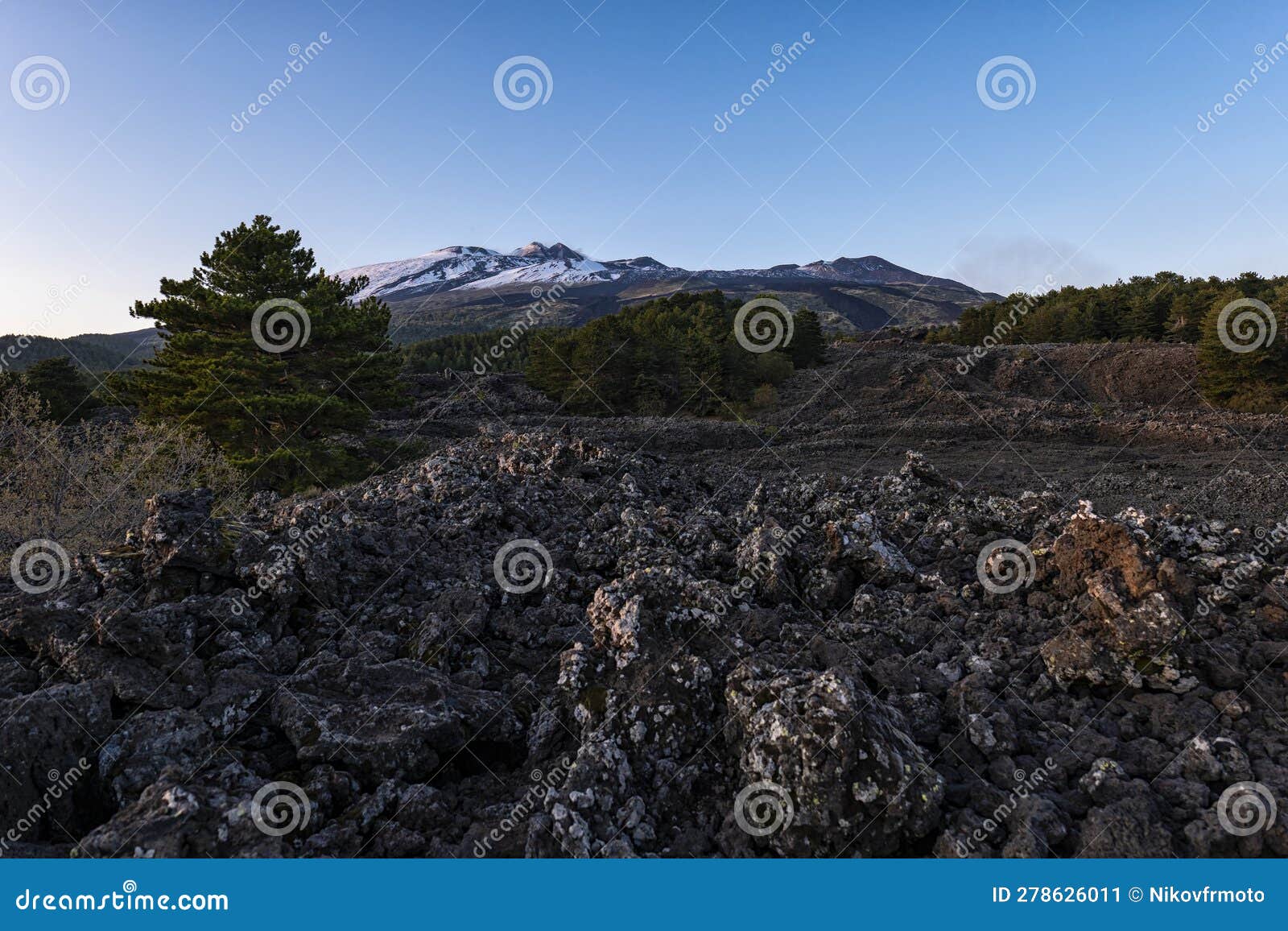 Cold Lava Flow on Mount Etna Volcano at Sunset Stock Image - Image of ...