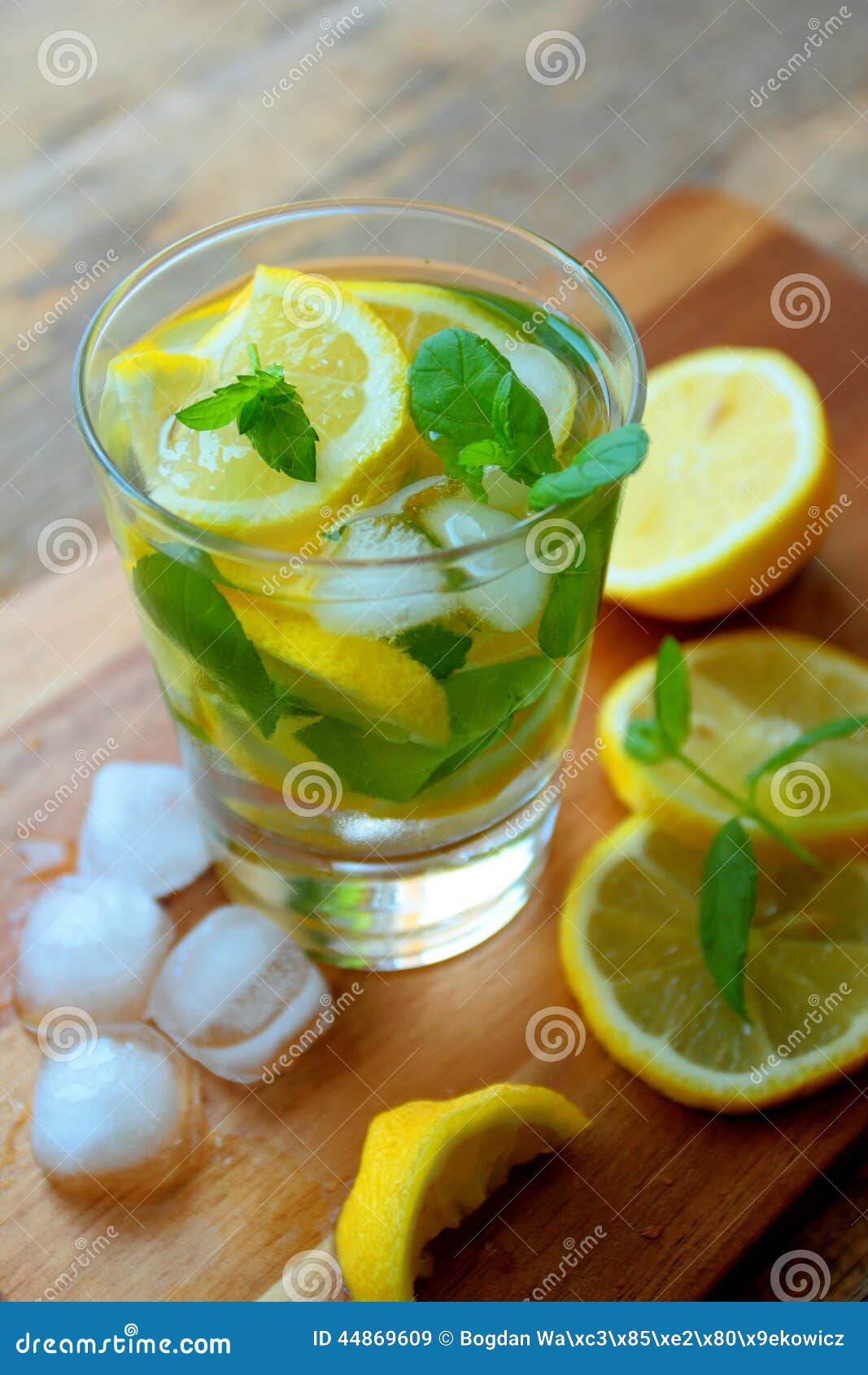 Cold Lemon Water with Fresh Mint Stock Image - Image of sweet, rustic ...