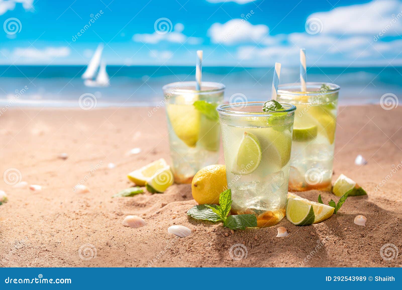 Cold Lemonade with Ice on an Exotic Island Stock Image - Image of ...