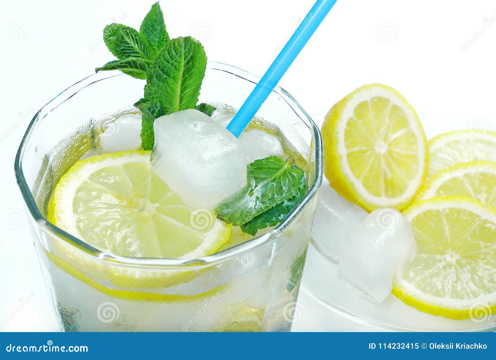 Cold Lemonade with Mint and Ice Stock Image - Image of freshness, slice ...