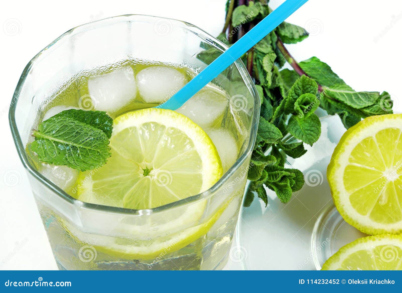 Cold Lemonade with Mint and Ice Stock Photo - Image of cool, glass ...