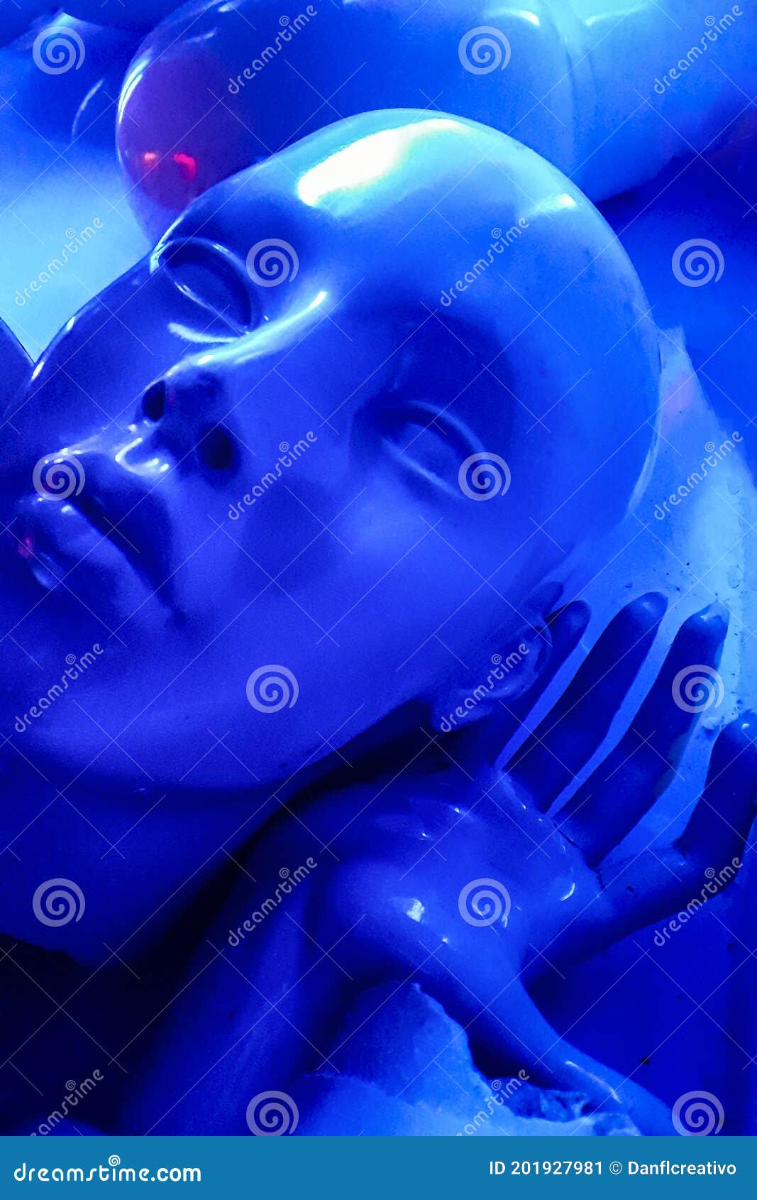 Blue Mannequin Heads Top View Stock Image - Image of madness, beast ...