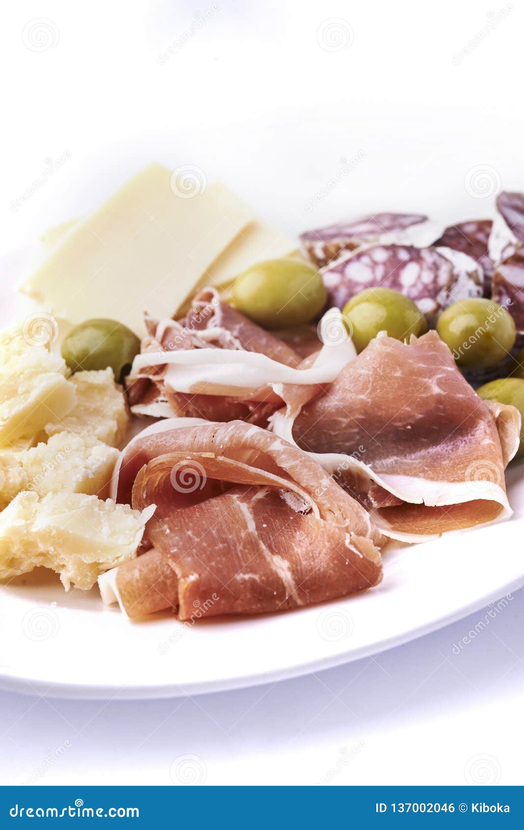 Cold Meat and Cheese on a Plate Stock Photo - Image of slice, meat ...