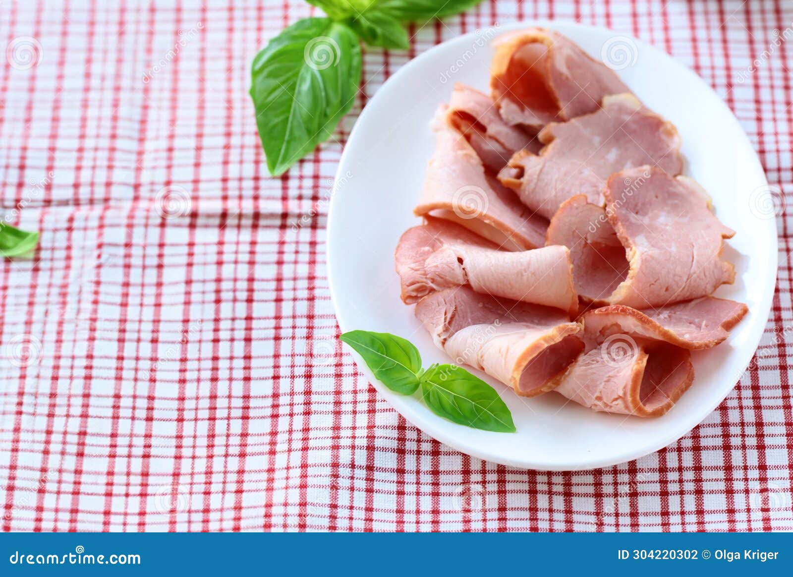 Cold meat ham on a plate stock photo. Image of lunch - 304220302