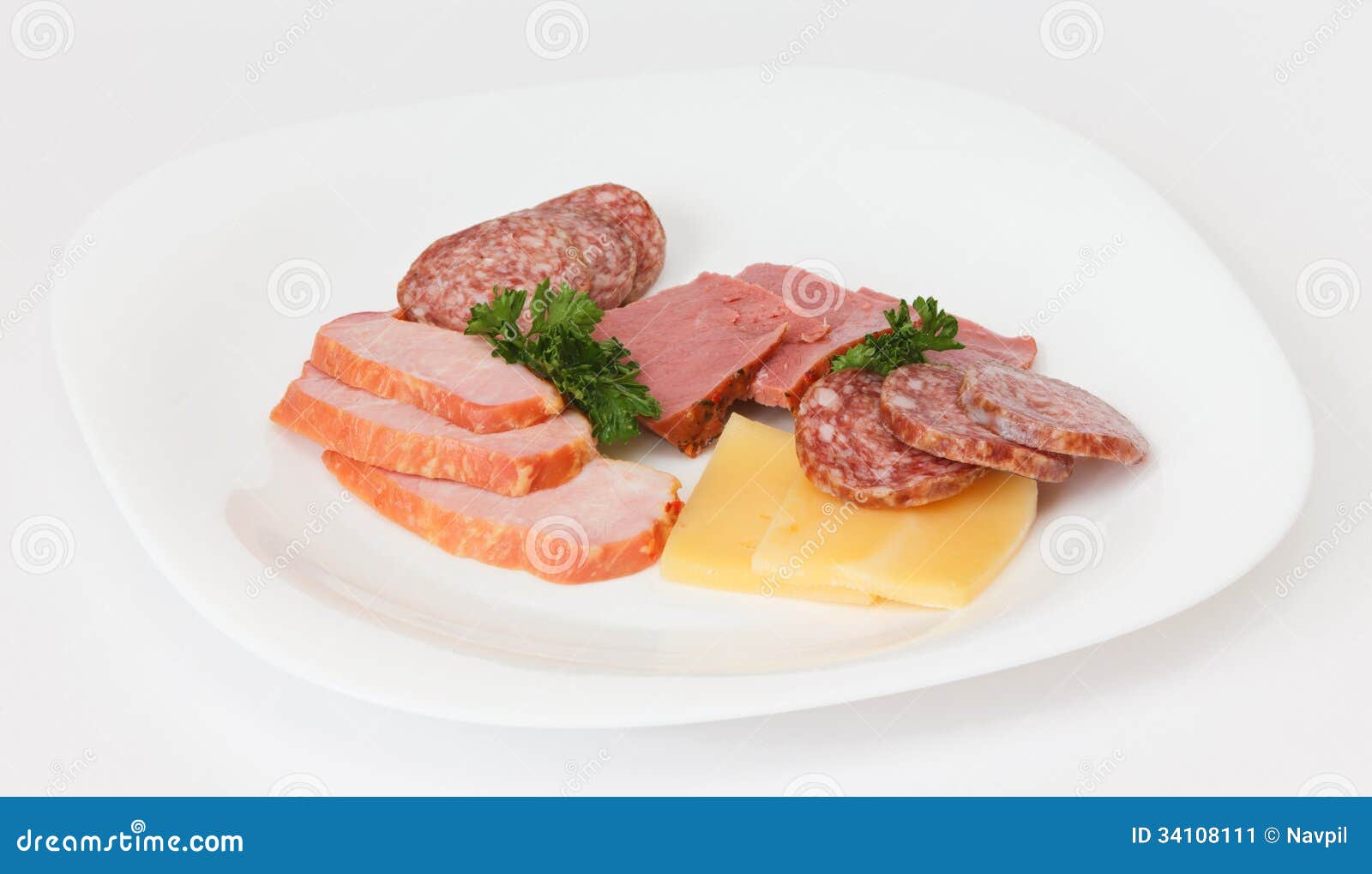 Cold meats on plate. stock image. Image of cold, meat - 34108111