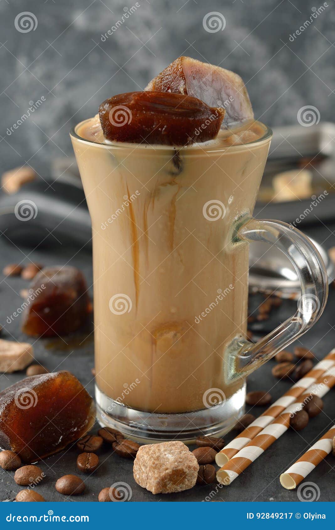 Cold milk with coffee ice stock image. Image of coffee - 92849217
