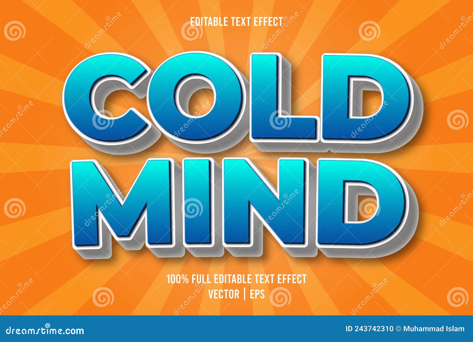 Cold Mind Editable Text Effect Embossed Comic Style Stock Vector ...
