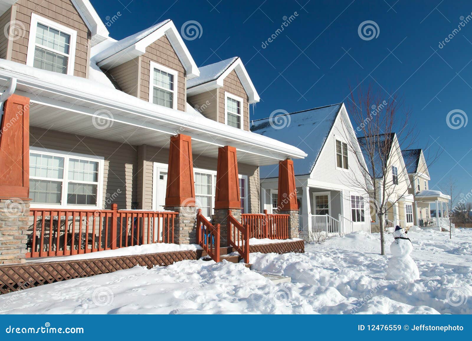 Cold Minnesota Winter Neighborhood Stock Image - Image of north ...