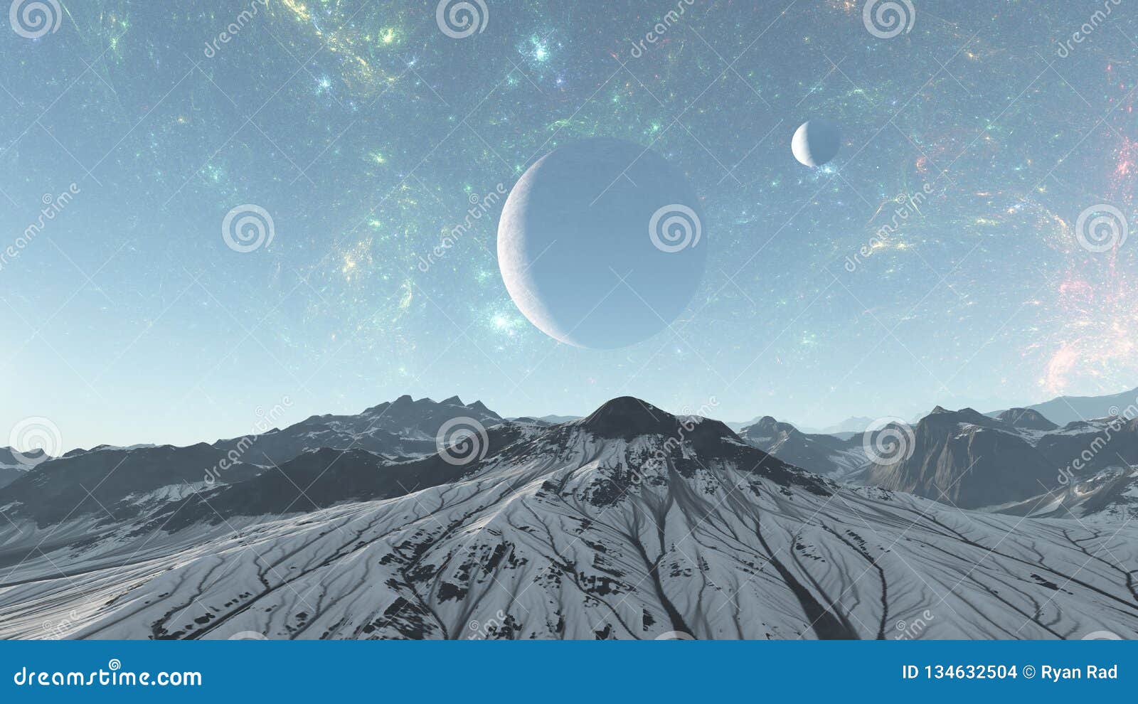 Cold Mountain Alien Planet -3d Illustration - 3d Render Stock ...