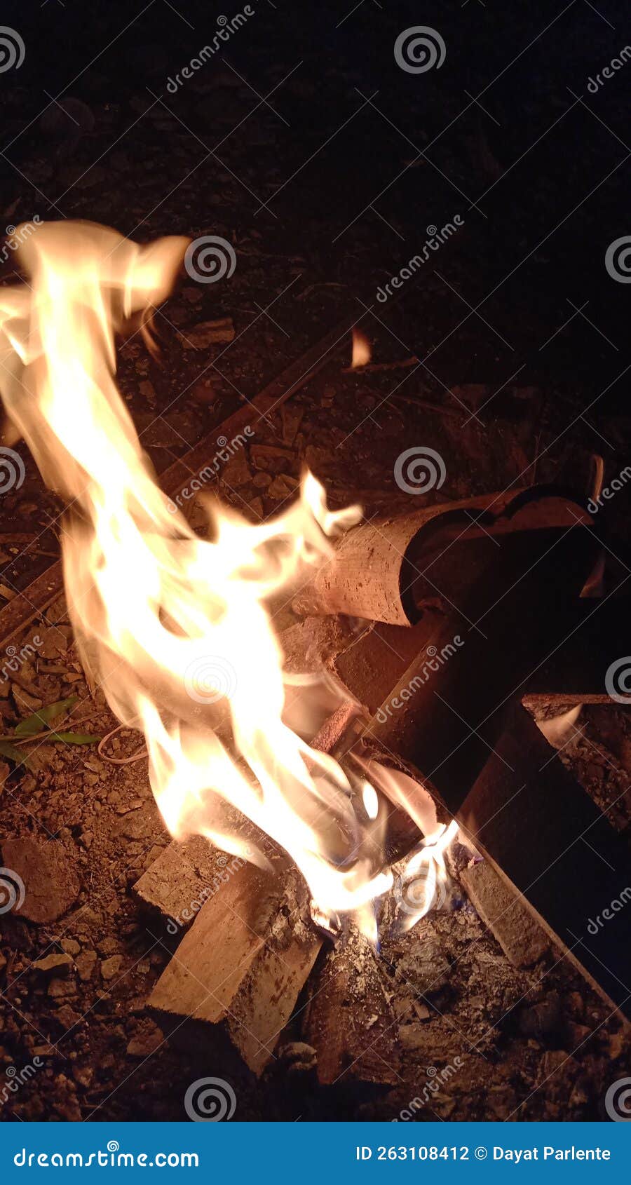 The Cold of the Night Healed by the Burning Fire Stock Photo - Image of ...