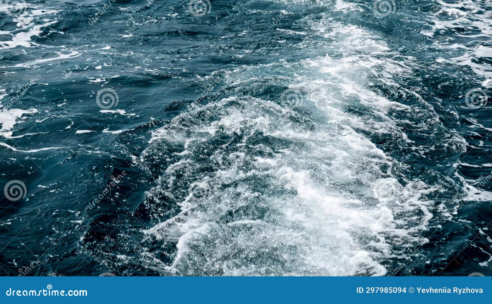 Cold Ocean Waves and Wake from the Ship Motor Splashing in Sea Stock ...