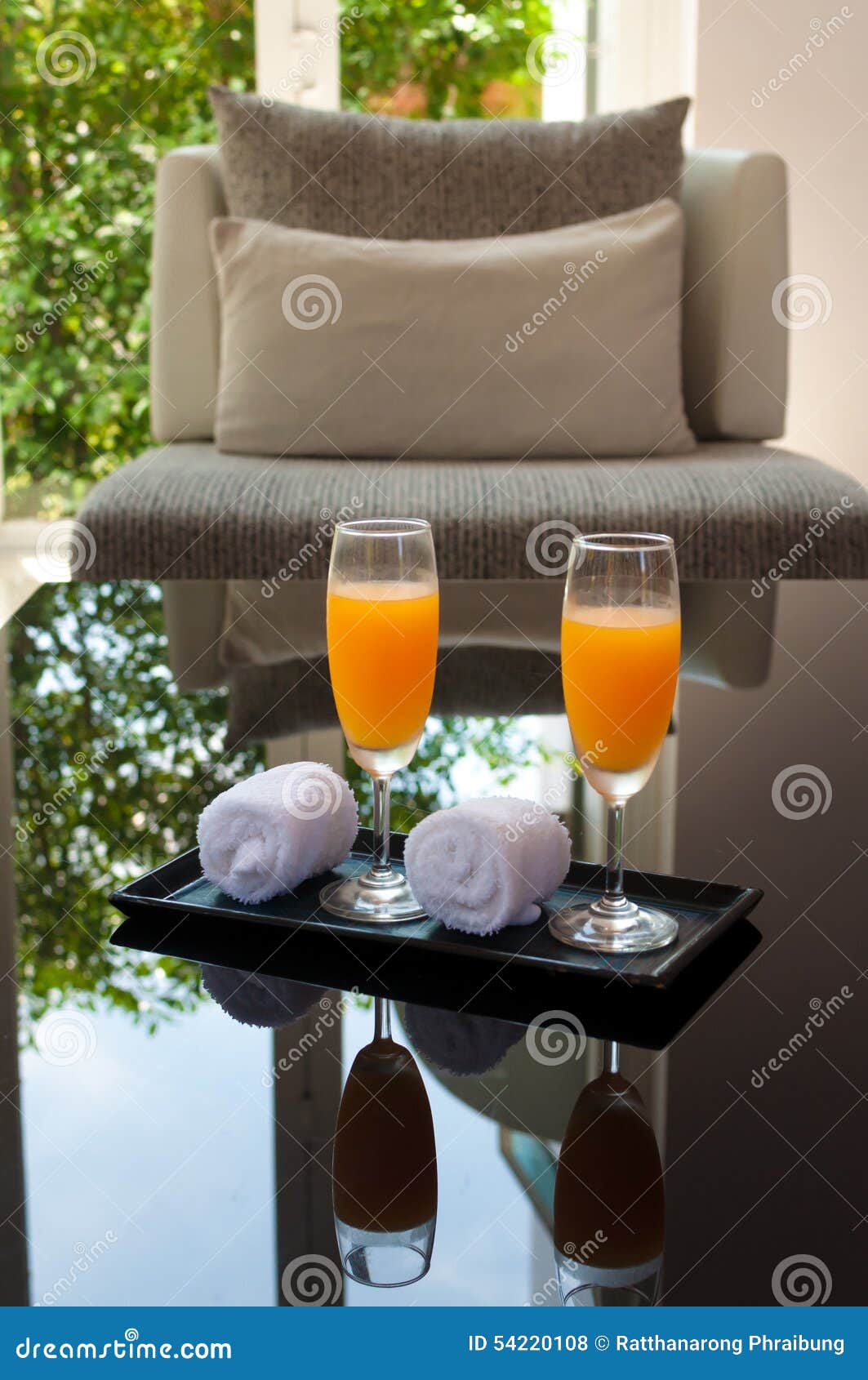 Cold Orange Juice Serve As a Welcome Drink Stock Photo - Image of juice ...