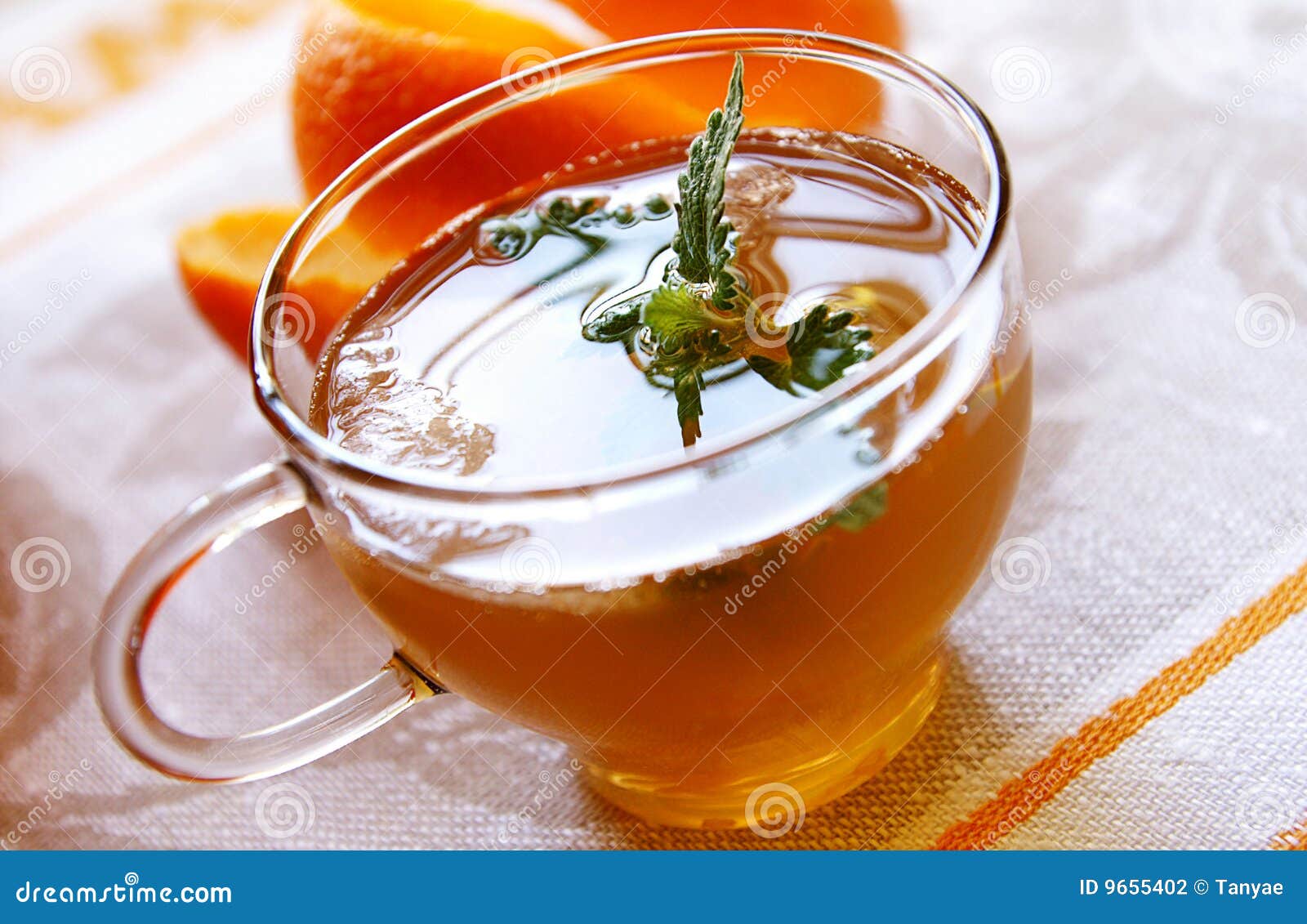 Cold orange-mint tea stock photo. Image of living, green - 9655402