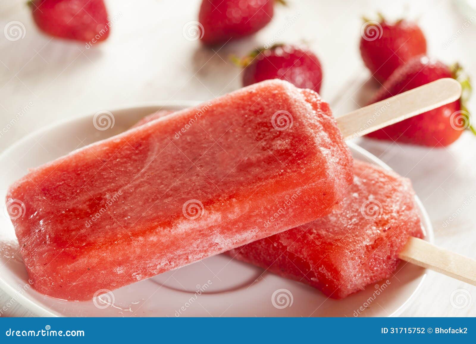 Cold Organic Frozen Strawberry Fruit Popsicle Stock Photo - Image of ...