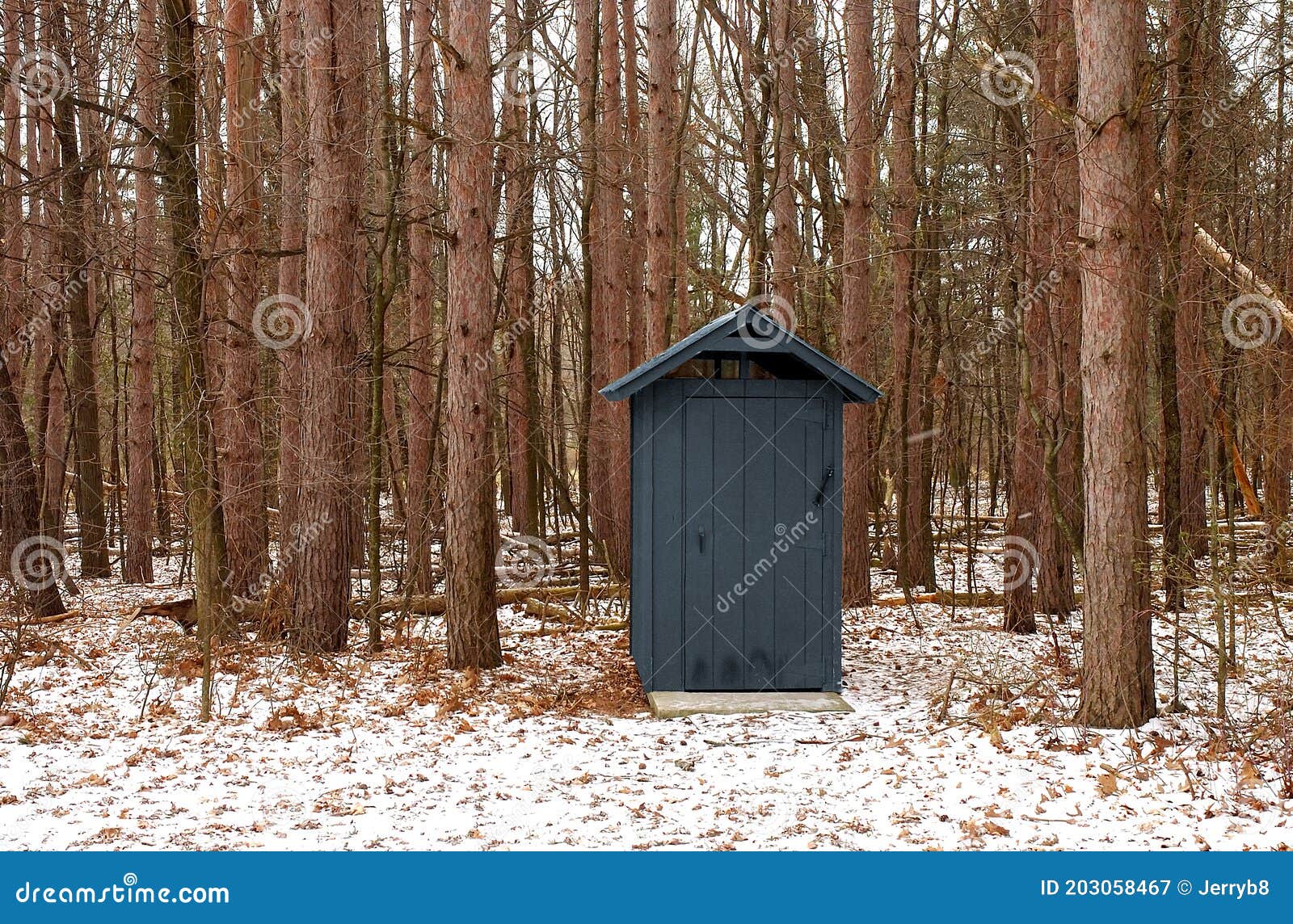 Cold Outhouse Visit stock image. Image of cold, restroom - 203058467