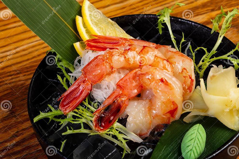 Cold prawn sashimi stock photo. Image of cuisine, fish - 128069188