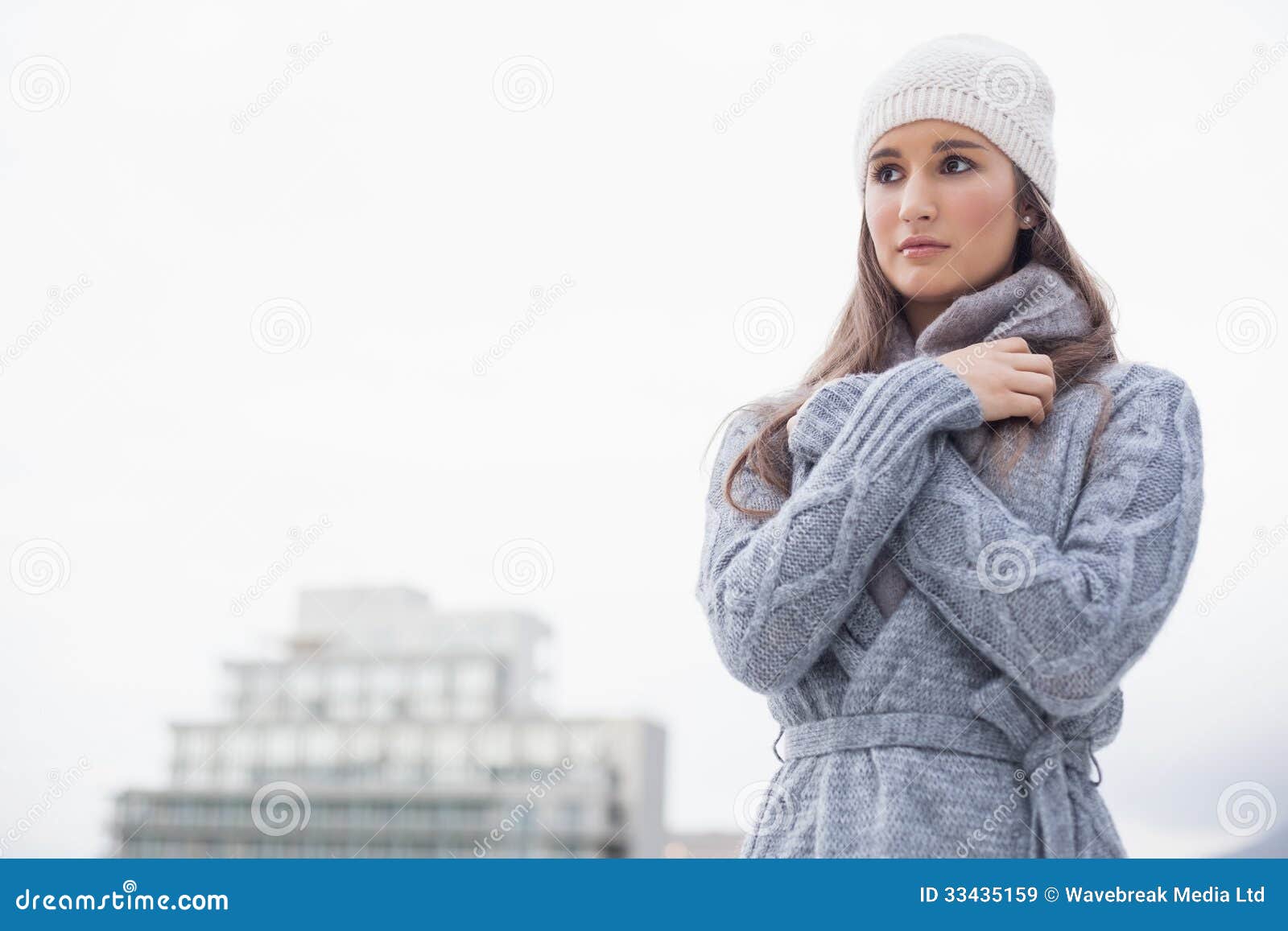 Cold Pretty Woman with Winter Clothes on Posing Stock Image - Image of ...