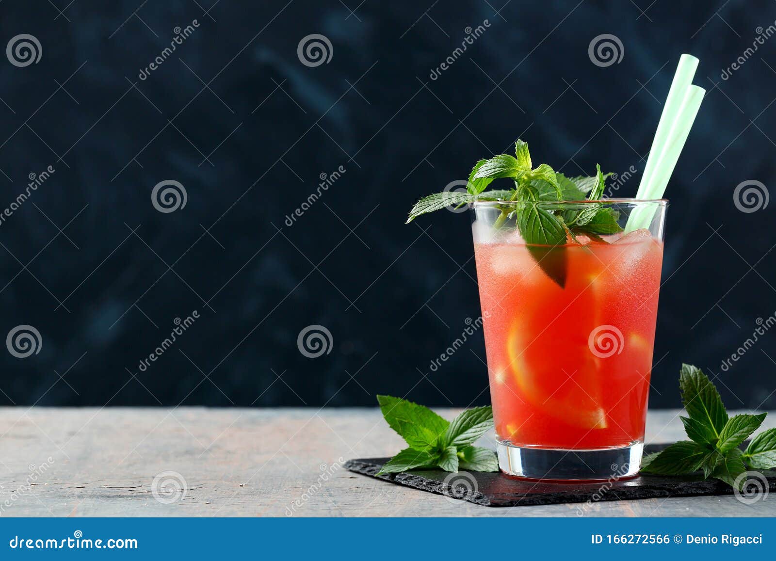 Cold Red Cocktail in Glass on Dark Stock Photo - Image of diet, gourmet ...
