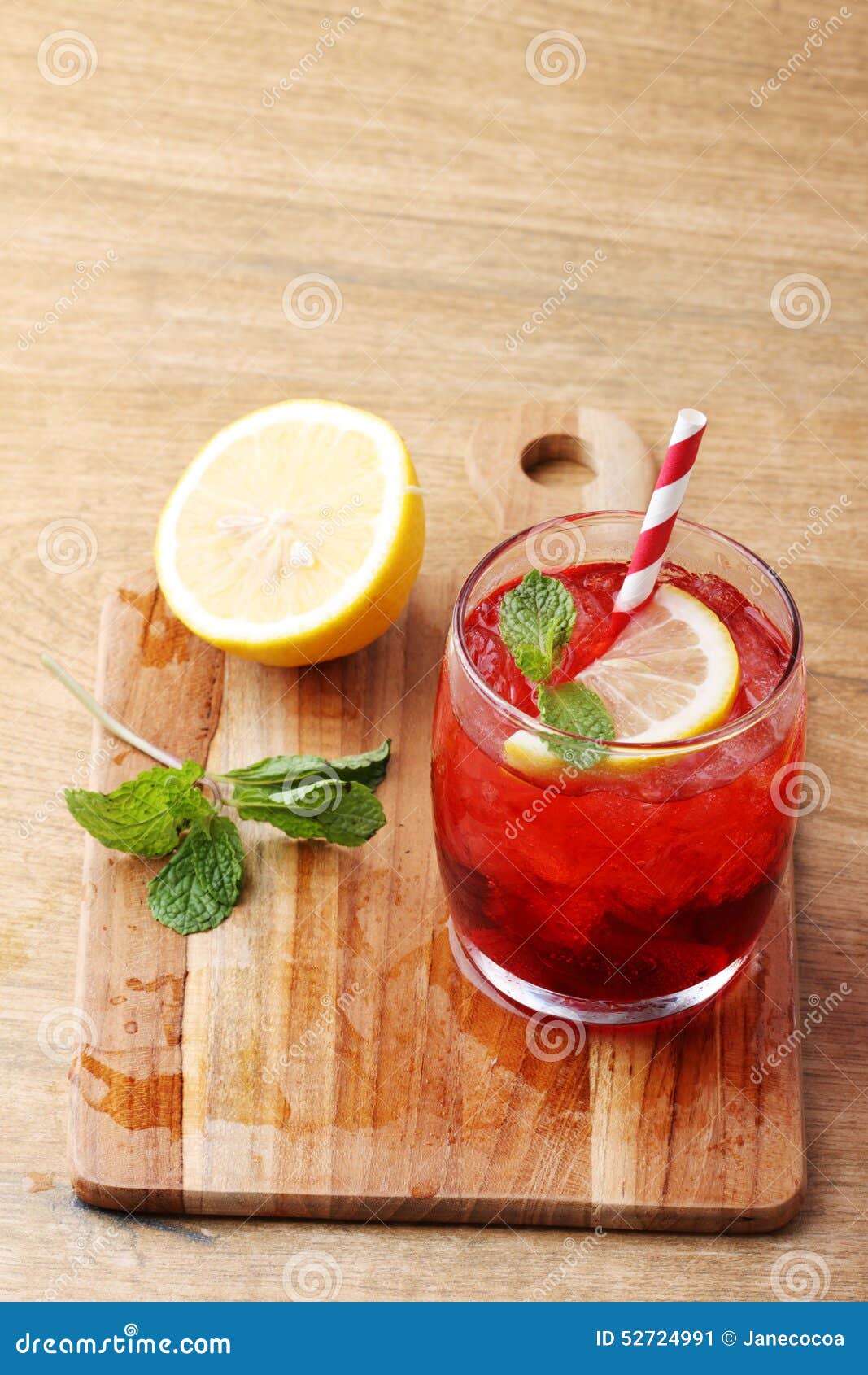Cold Red Soft Drink from Raspberry Syrup and Mint Stock Image - Image ...