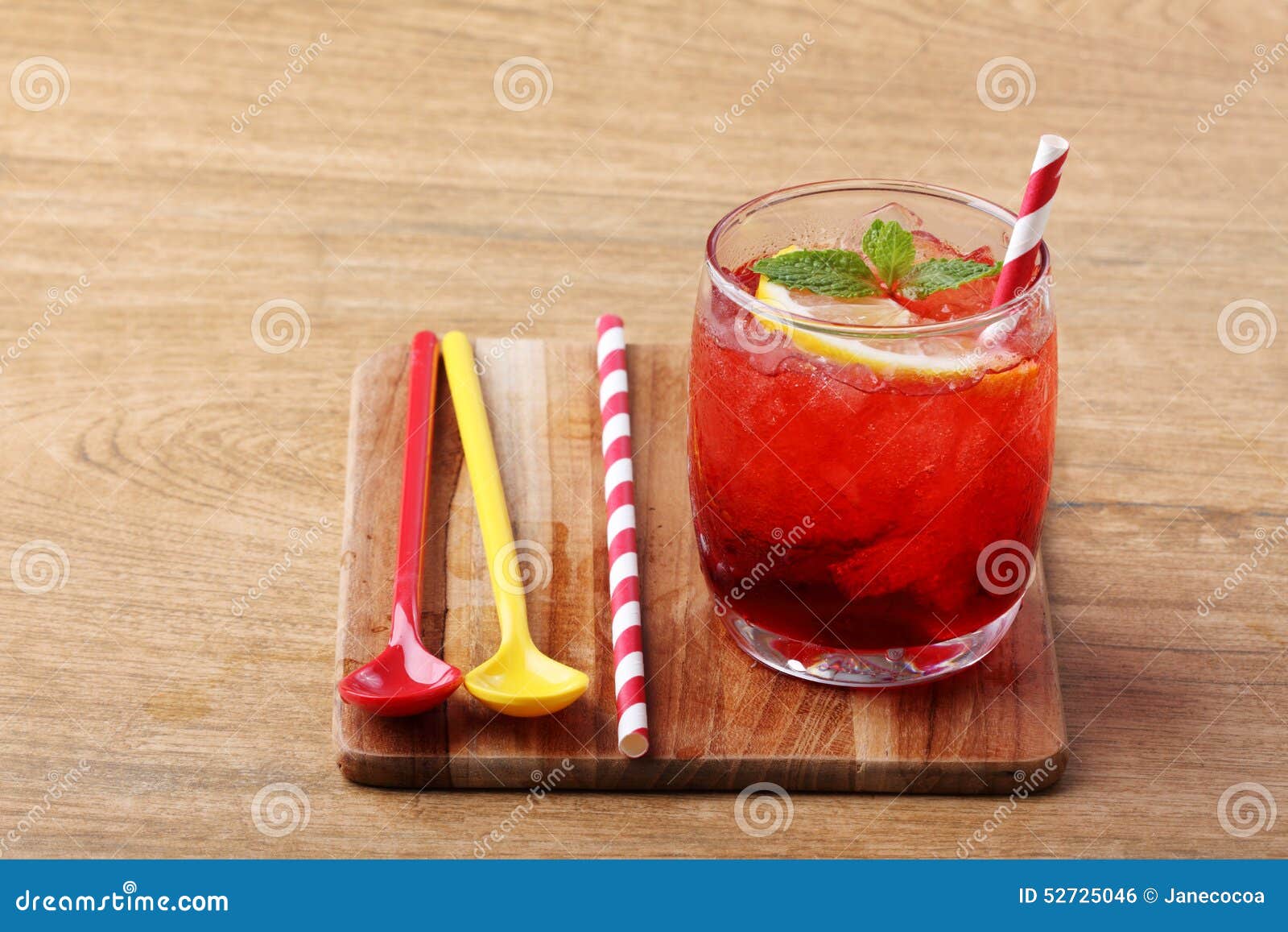 Cold Red Soft Drink from Raspberry Syrup and Mint Stock Photo - Image ...