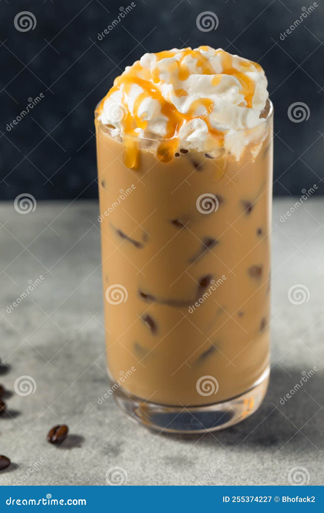 Cold Refreshing Caramel Iced Latte Stock Image - Image of iced, foam ...
