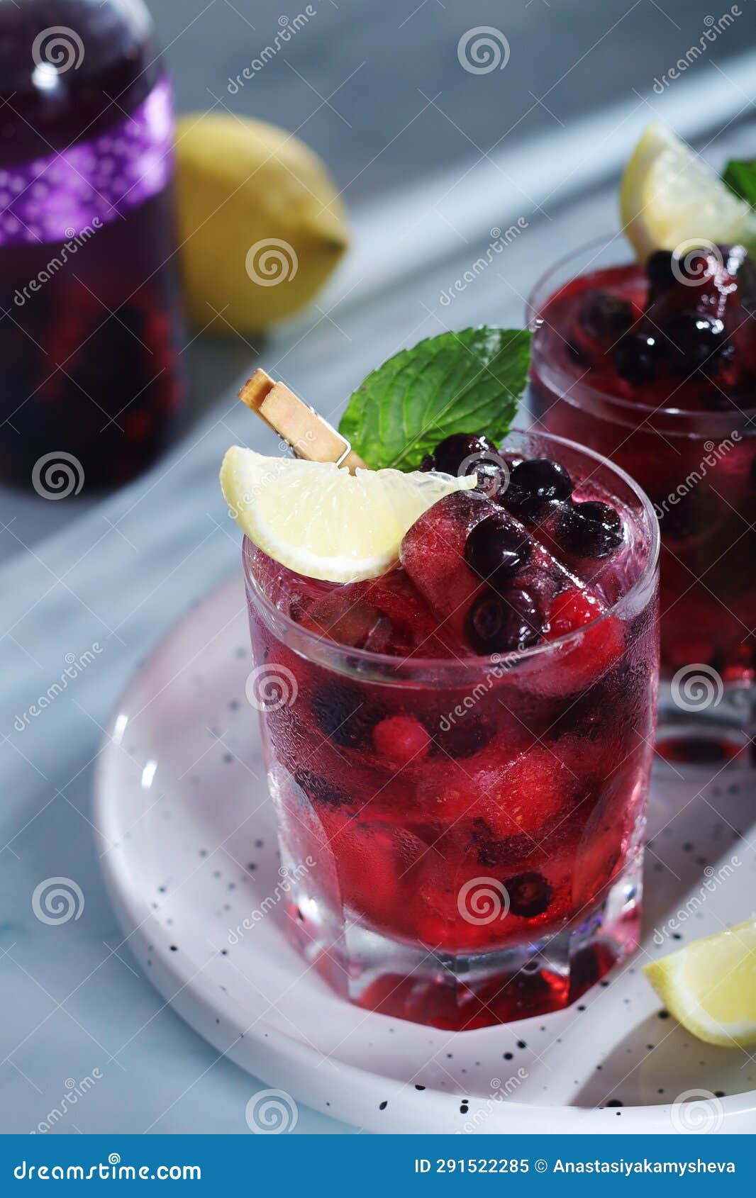 Cold Refreshing Drink with Fresh Berry and Ice Stock Image - Image of ...